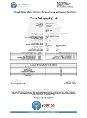 Taurus Packaging / Certificates